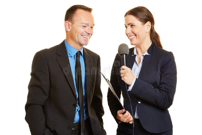 Pressereferent, Der Dem Journalisten Interview Gibt Stockfoto - Bild ...