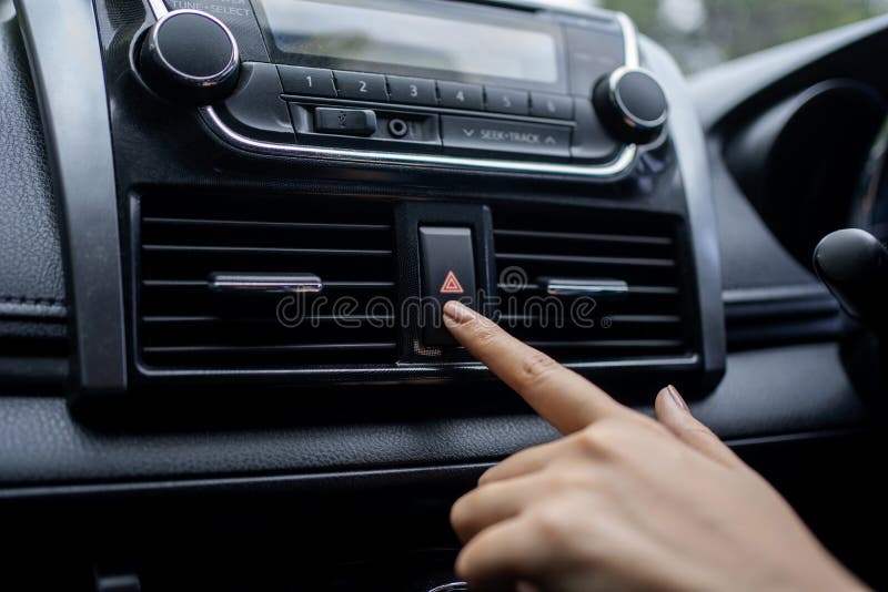 Presses the Emergency Stop Button in the Car Stock Image - Image of ...