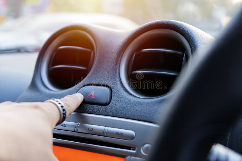 Presses the Emergency Stop Button in the Car Stock Image - Image of ...