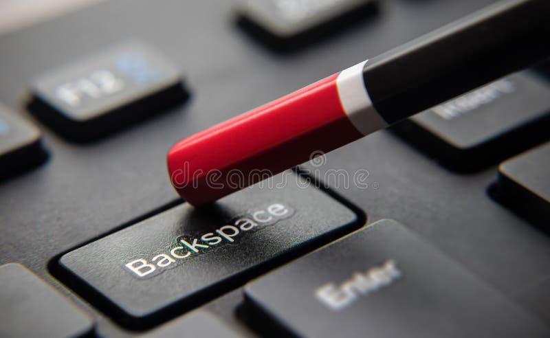Pressing `backspace` Button on Black Keyboard with Pencil Stock Photo ... Pressing `backspace` Button on Black Keyboard with Pencil Stock Photo ...