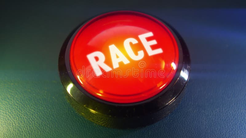 Pressing the Big Red Button Labeled with the Message Race Stock Footage ...