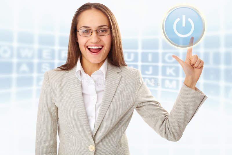 Pressing button stock photo. Image of button, career - 26268750