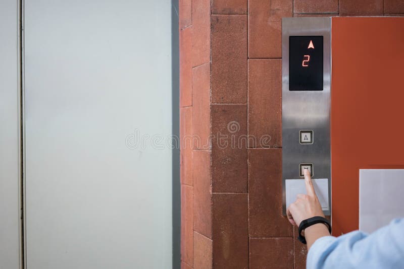 Pressing the Button the Elevator Stock Image - Image of lift, closeup ...