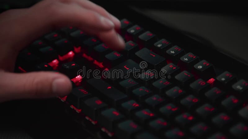 Pressing Buttons on a Backlit Keyboard Close-up Stock Video - Video of ...