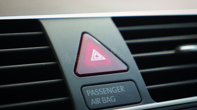 Pressing Car Emergency Light Button. Pushing Car Hazard Emergency ...