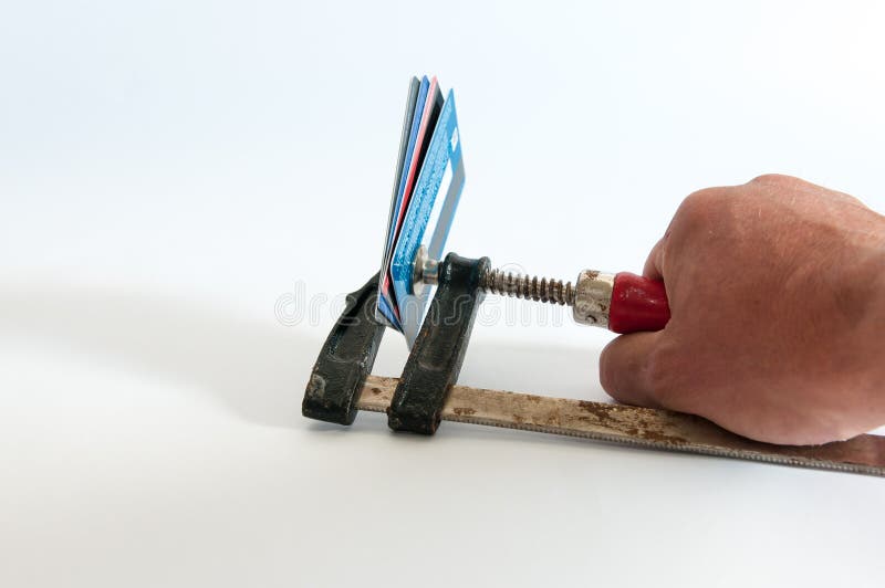 Pressing the credit cards stock photo. Image of bankruptcy - 95975706