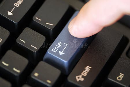 Pressing enter key stock photo. Image of hands, complete - 1960020