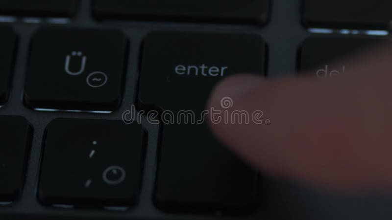 Pressing Enter Key on Illuminated Office Keyboard Stock Video - Video ...