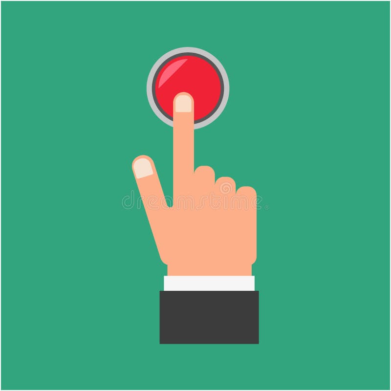 Pressing Finger on Red Button. Stock Vector - Illustration of control ...