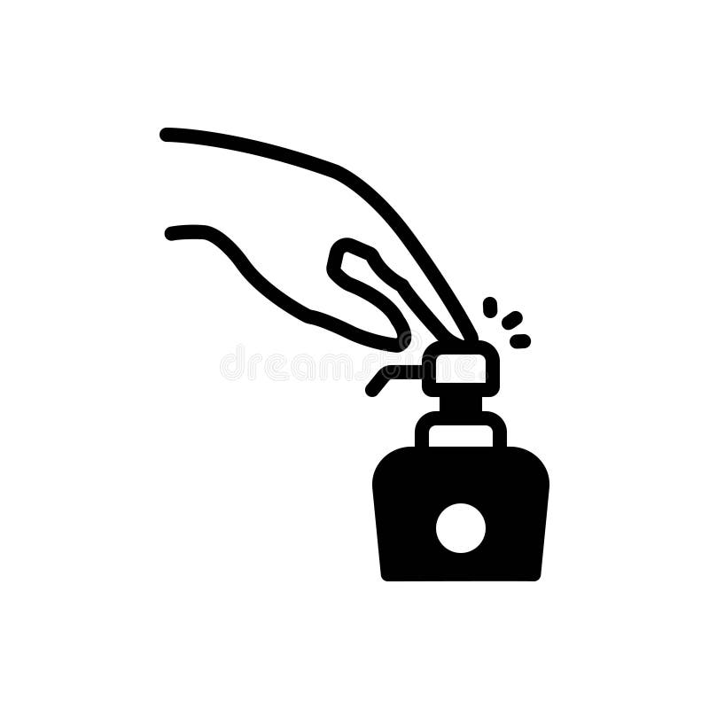 Black Solid Icon for Pressing, Hand and Bottle Stock Illustration ...
