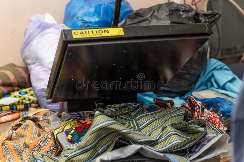 Pressing Machine with Cloth on Stock Image - Image of retro, sewing ...