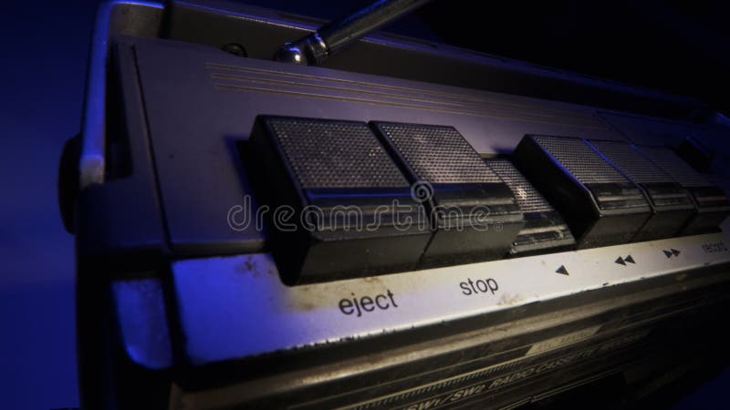 Pressing Play and Stop Button on Old Vintage Retro Receiver, Cassette ...