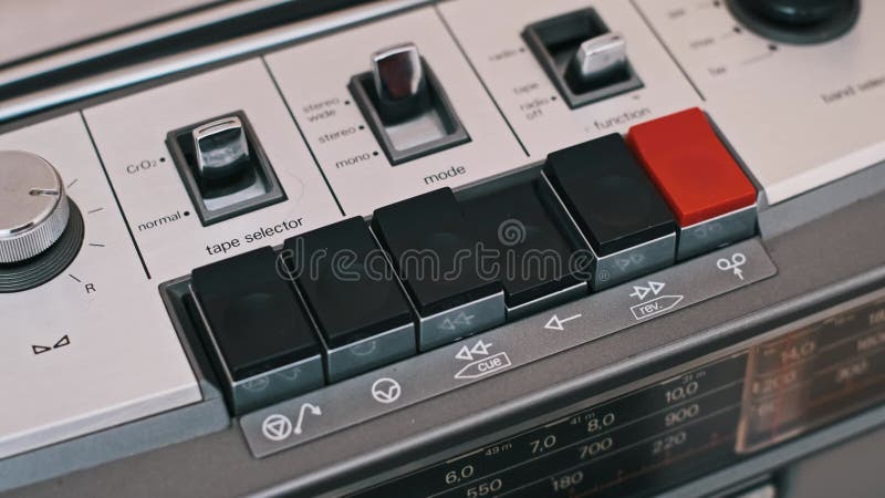 Pressing Play on a Vintage Audio Cassette Player Stock Video - Video of ...