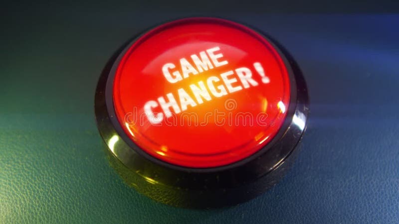Pressing the Big Red Button Labeled with the Message Game Changer Stock ...