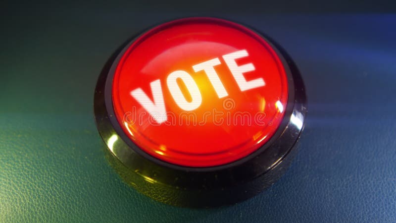Pressing the Big Red Button Labeled with the Message Vote Stock Footage ...