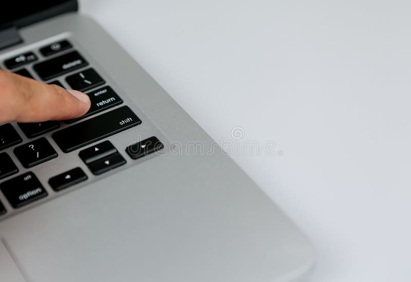 Finger Pressing Return Key On Keyboard Stock Image Image Of Communication Button 40691055