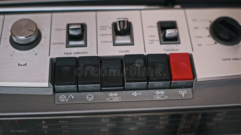 Pressing Rewind Button on Retro Vintage Tape Player Stock Video - Video ...