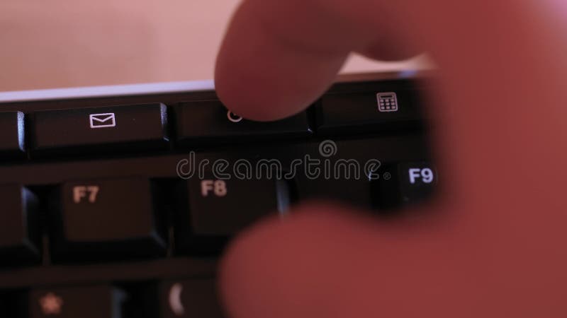 Keyboard Button To Turn Off a Computer Stock Video - Video of office ...