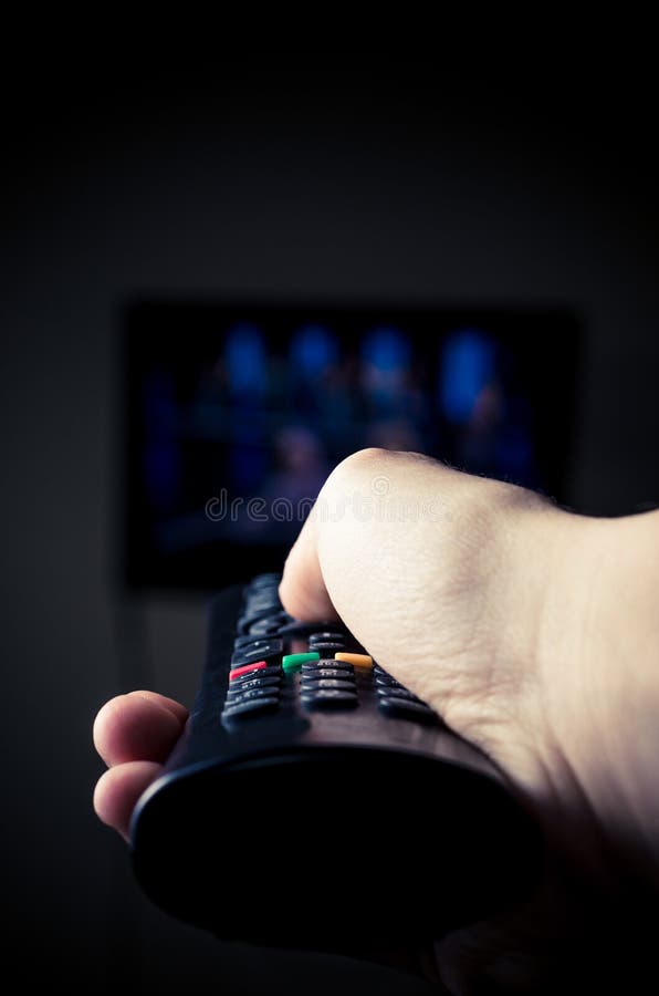 Pressing tv remote stock image. Image of television, keypad - 40581381
