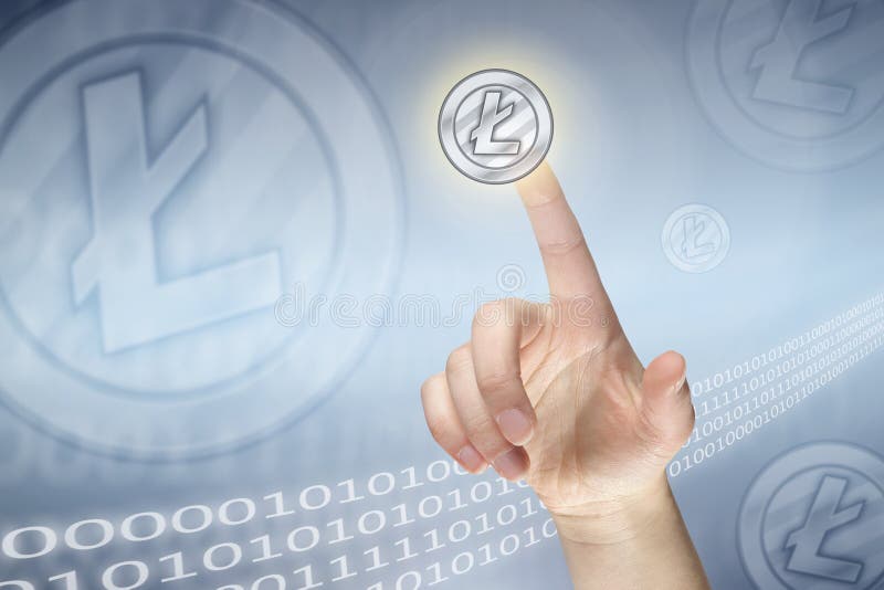 Pressing Virtual Litecoin Sign Stock Photo - Image of profit, pointer ...