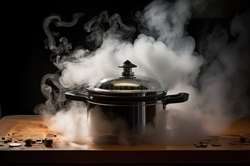 Pressure Cooker with Steam Releasing from Valve Stock Illustration ...