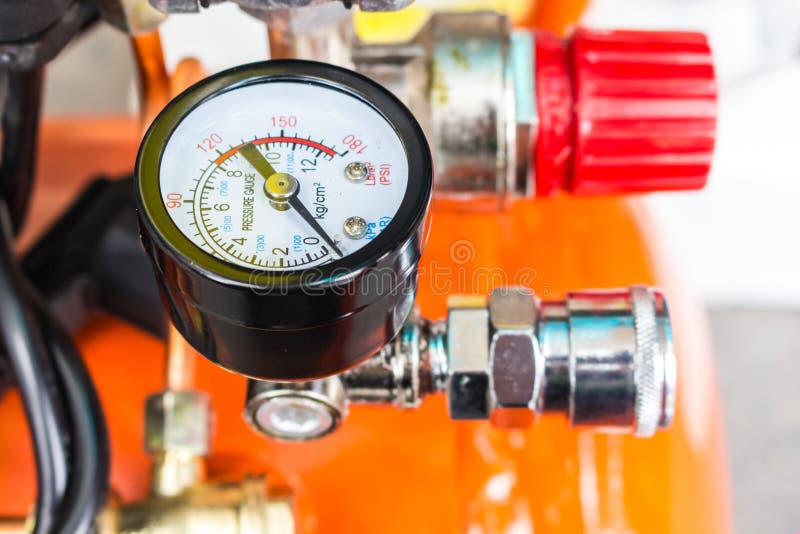 Pressure Gauge in Air Compressor Stock Photo - Image of movable ...