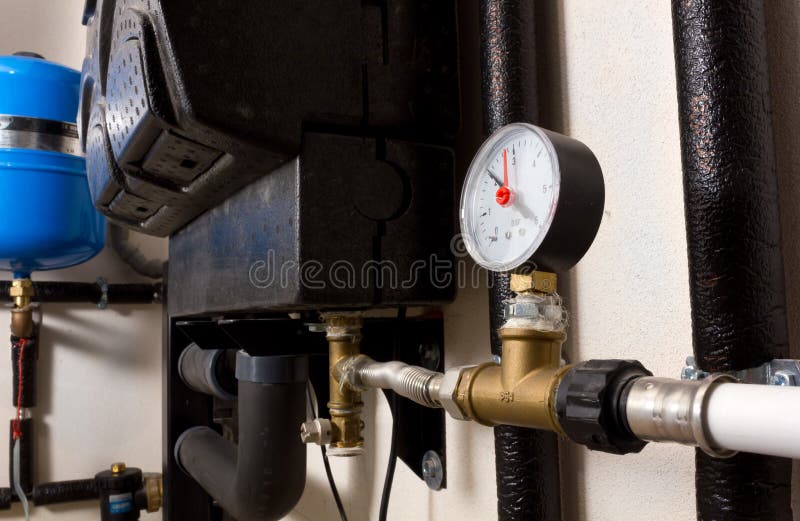 Pressure Gauge in a Boiler Room Stock Image - Image of wall, container ...
