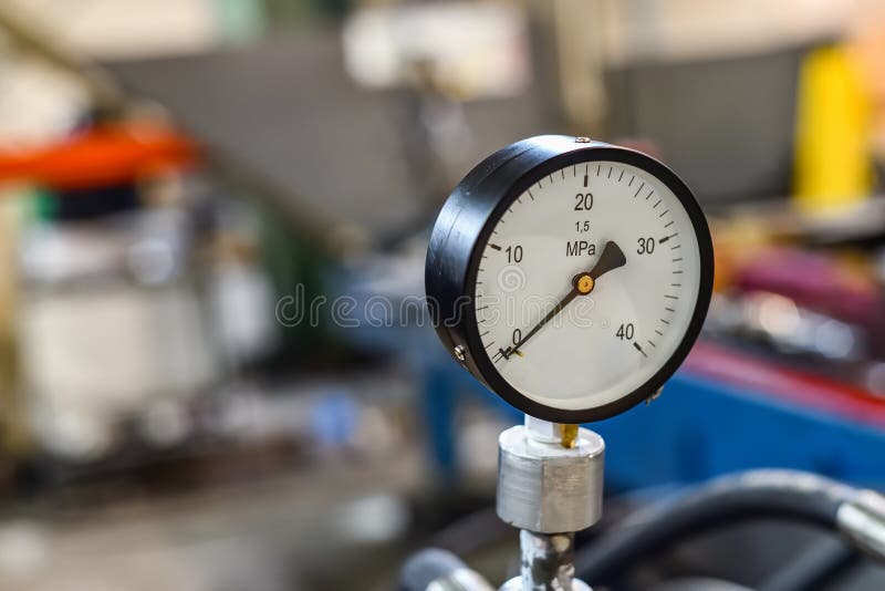 Pressure Gauge on the Control Panel of the Hydraulic Station Stock ...
