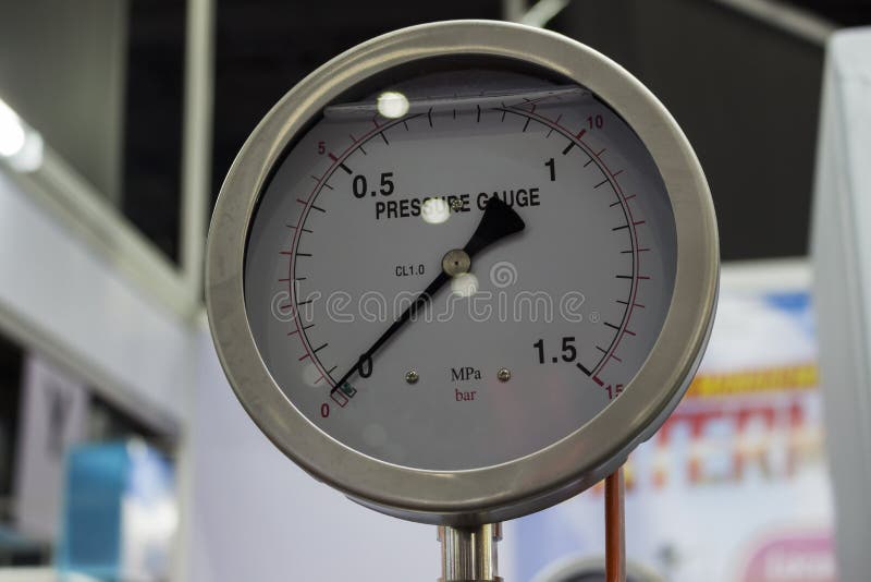 Pressure Gauge / Gage Installed in a Machine Stock Image - Image of ...
