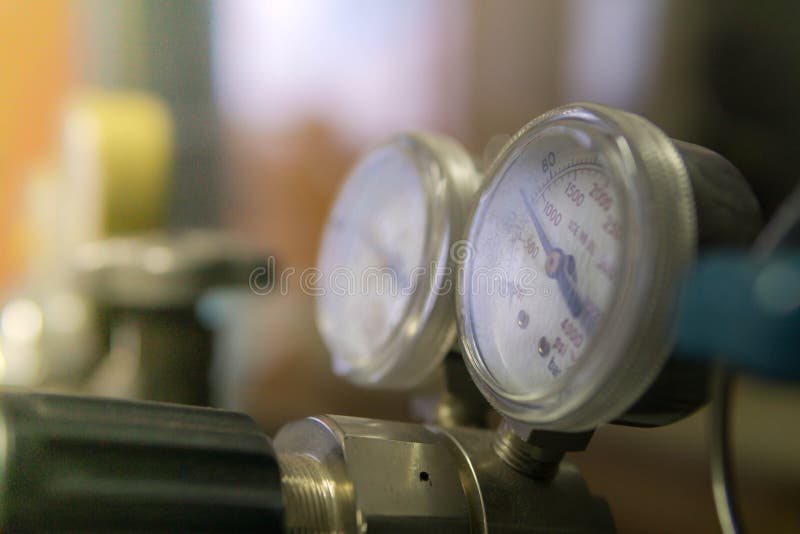 Pressure Gauge, Pressure Gauge on a Gas Regulator in a Laboratory ...