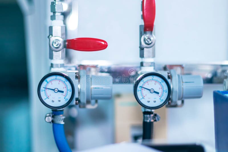 Pressure Gauge on a Gas Regulator in a Laboratory Analytical Equipment ...