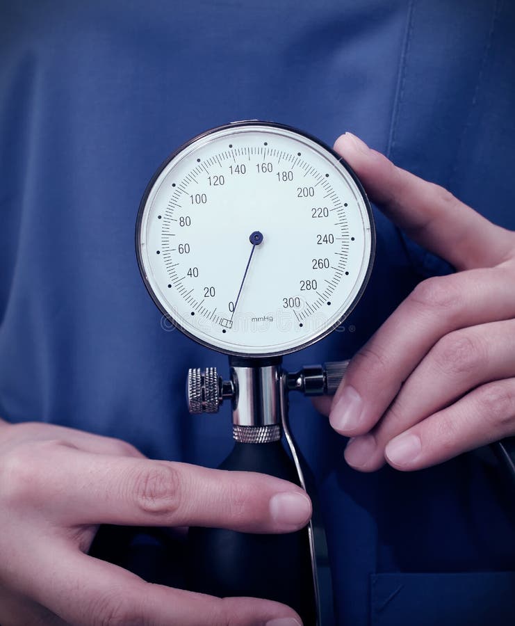 Pressure Gauge in the Hands of a Doctor Stock Image - Image of health ...