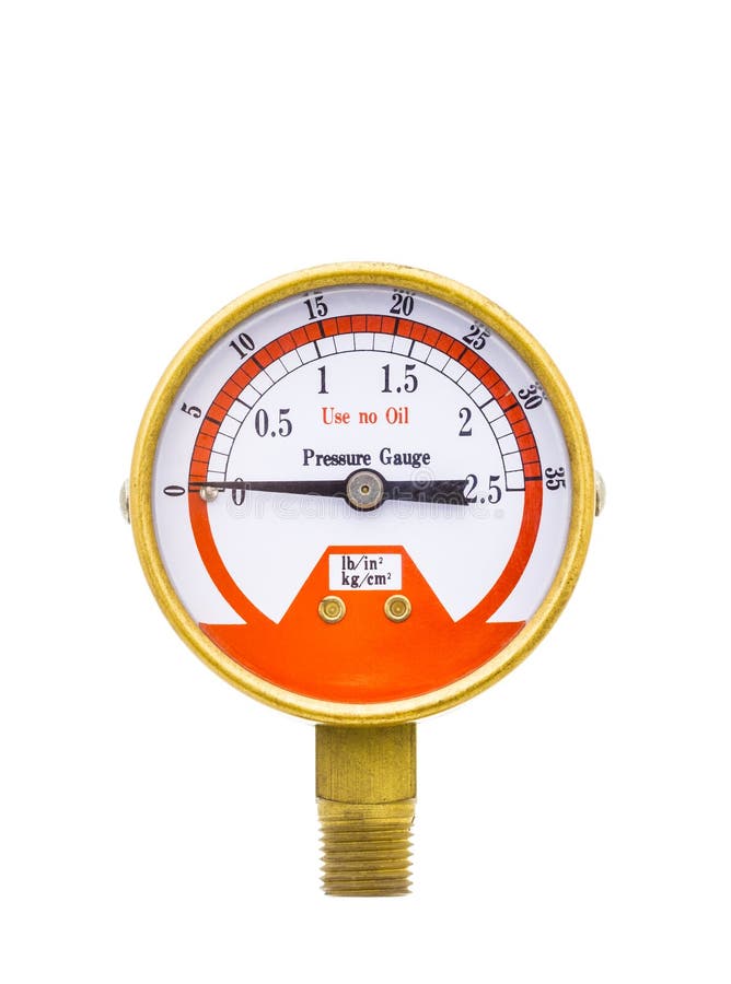 Pressure Gauge Isolated on White Background. Stock Image - Image of ...