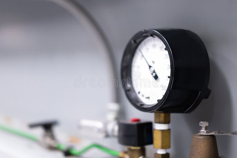 Pressure Gauge, Manometer, Industrial Pressure Gas Meter, Blurred Light ...