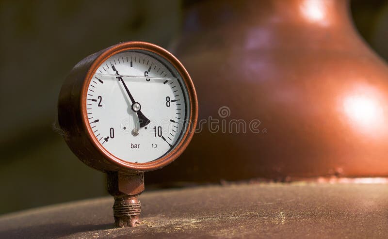 Pressure Gauge with Scale in Bar Stock Image - Image of measurement ...