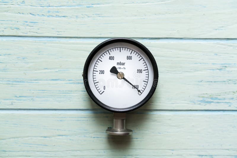 Pressure Gauge on Wood Background Stock Image - Image of precision ...