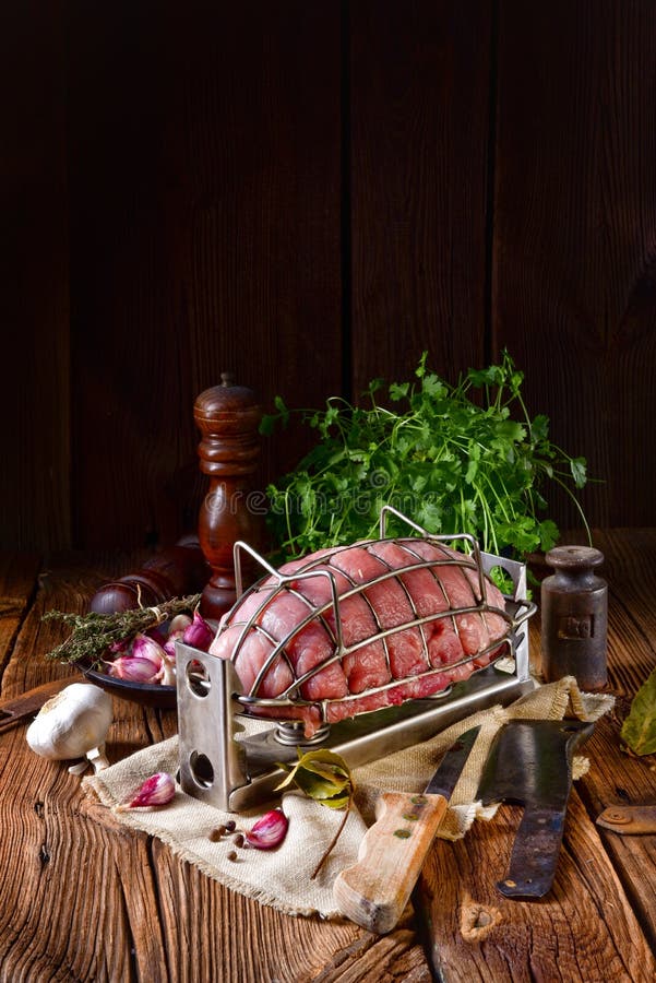 Pressure Ham Cooker with Raw Ham Stock Image - Image of pork, oregano ...