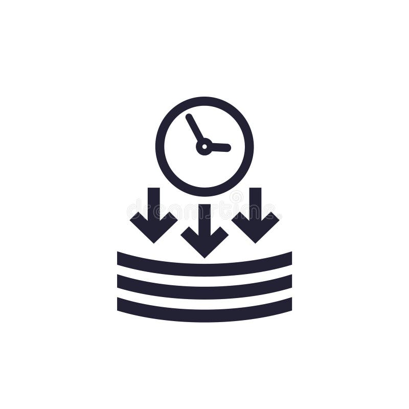Pressure icon with a clock stock vector. Illustration of slow - 341018239