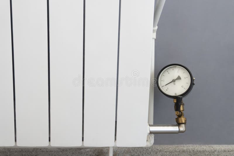 Pressure Measuring Device or Thermometer in the Heating Pipe. Barely ...