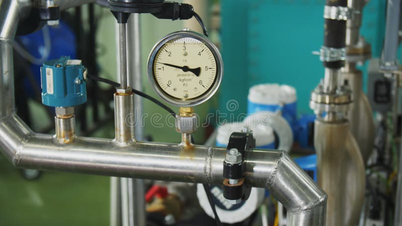 Pressure Meter on Pipe at Waste Water Treatment Plant Stock Footage ...