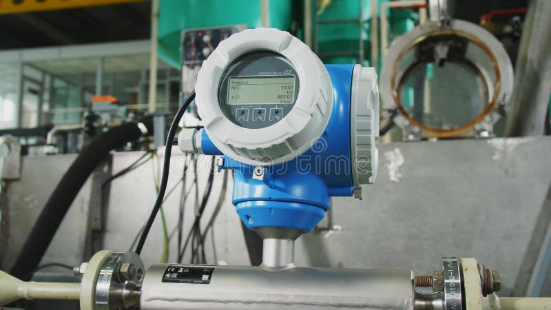 Pressure Meter with Screen on Equipment in Plant Workshop Stock Footage ...