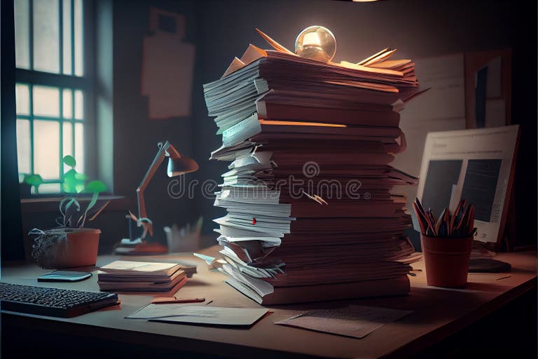 Pressure of Paperwork. Giant Stack of Paper Documents Stock ...