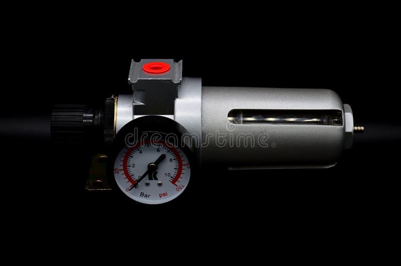 Pressure Regulator on a Black Background Stock Image - Image of ...