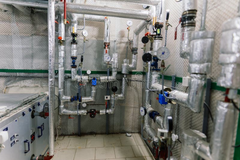 Pressure Sensor in an Industrial Boiler Room. Barometer in the Heating ...