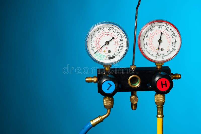 Pressure and Temperature Control Meter Stock Image - Image of blue ...
