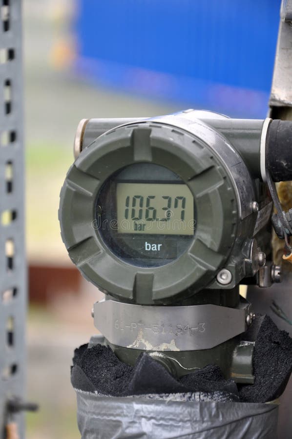 The Pressure Transmitter Installed on Process Equipment Stock Image ...