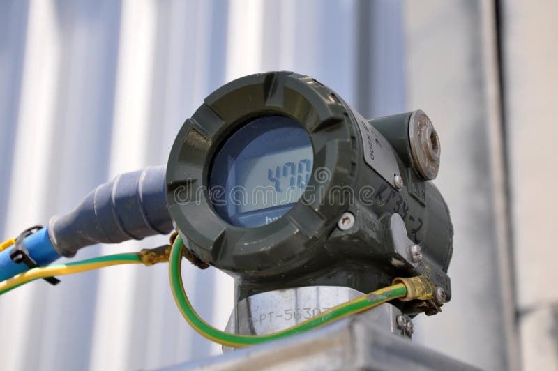 The Pressure Transmitter Installed on Process Equipment Stock Photo ...