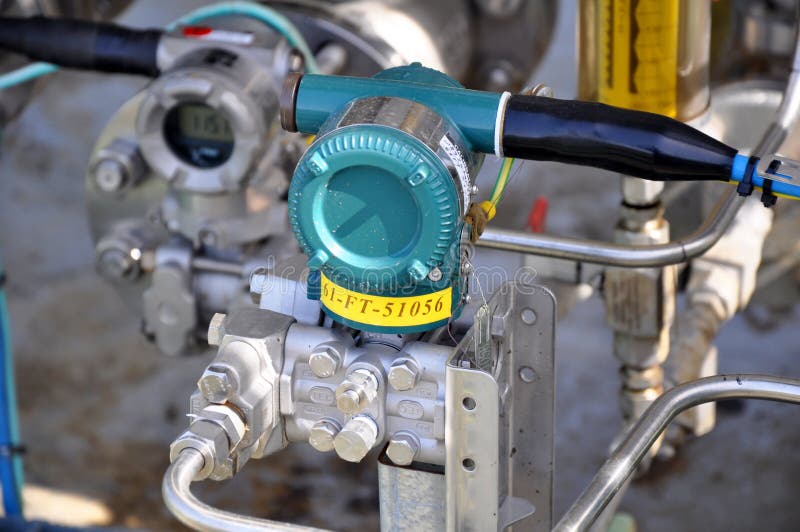 The Pressure Transmitter Installed on Process Equipment Stock Photo ...