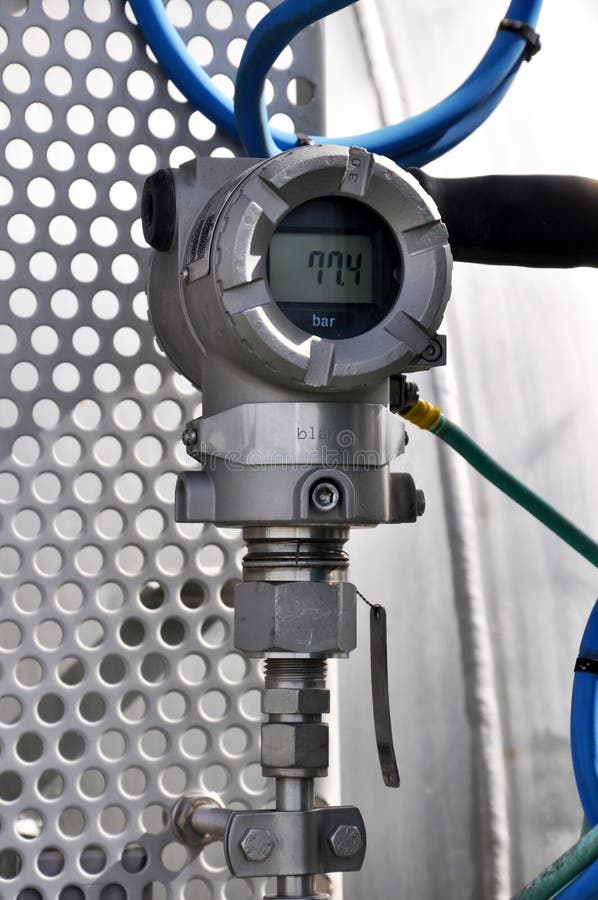 The Pressure Transmitter Installed on Process Equipment Stock Photo ...