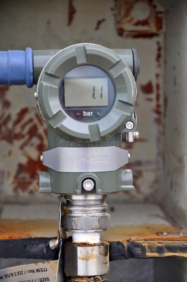 The Pressure Transmitter Installed on Process Equipment Stock Photo ...
